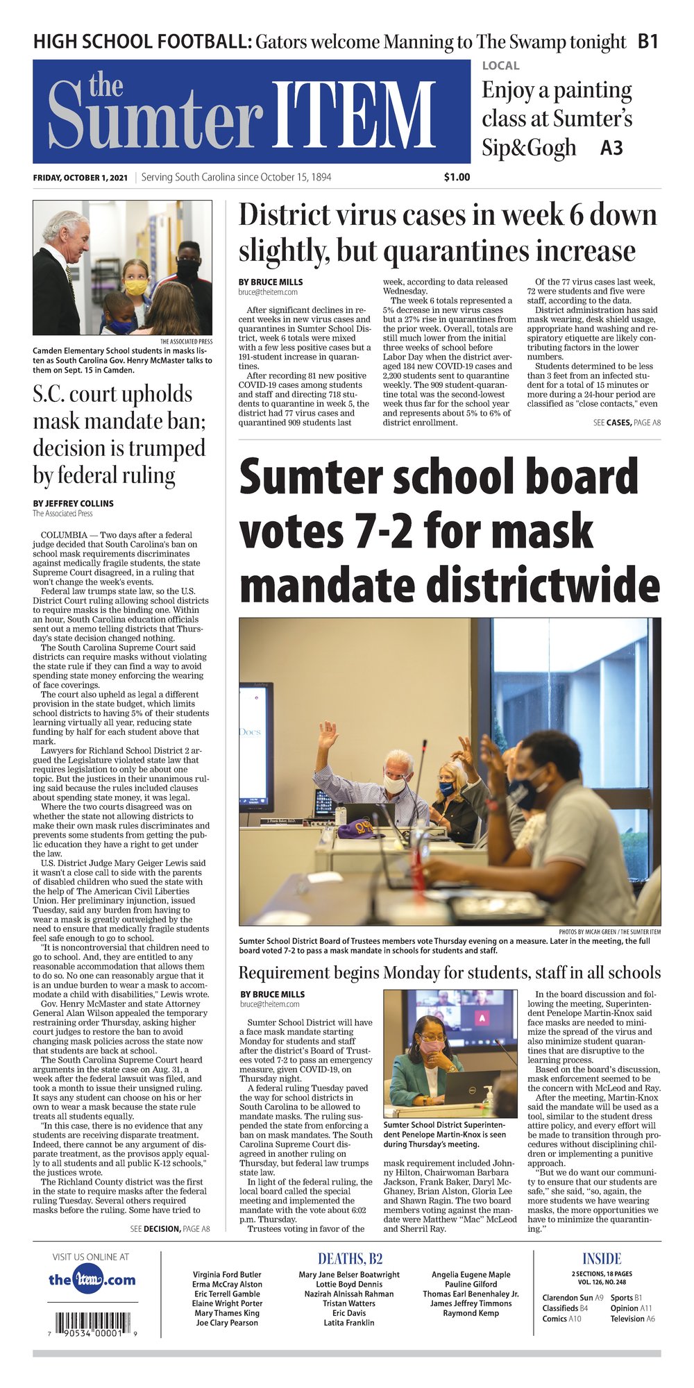 Friday, Oct. 1, 2021 - The Sumter Item