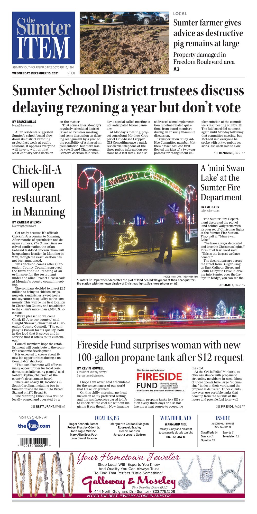 Wednesday, Dec. 15, 2021 - The Sumter Item