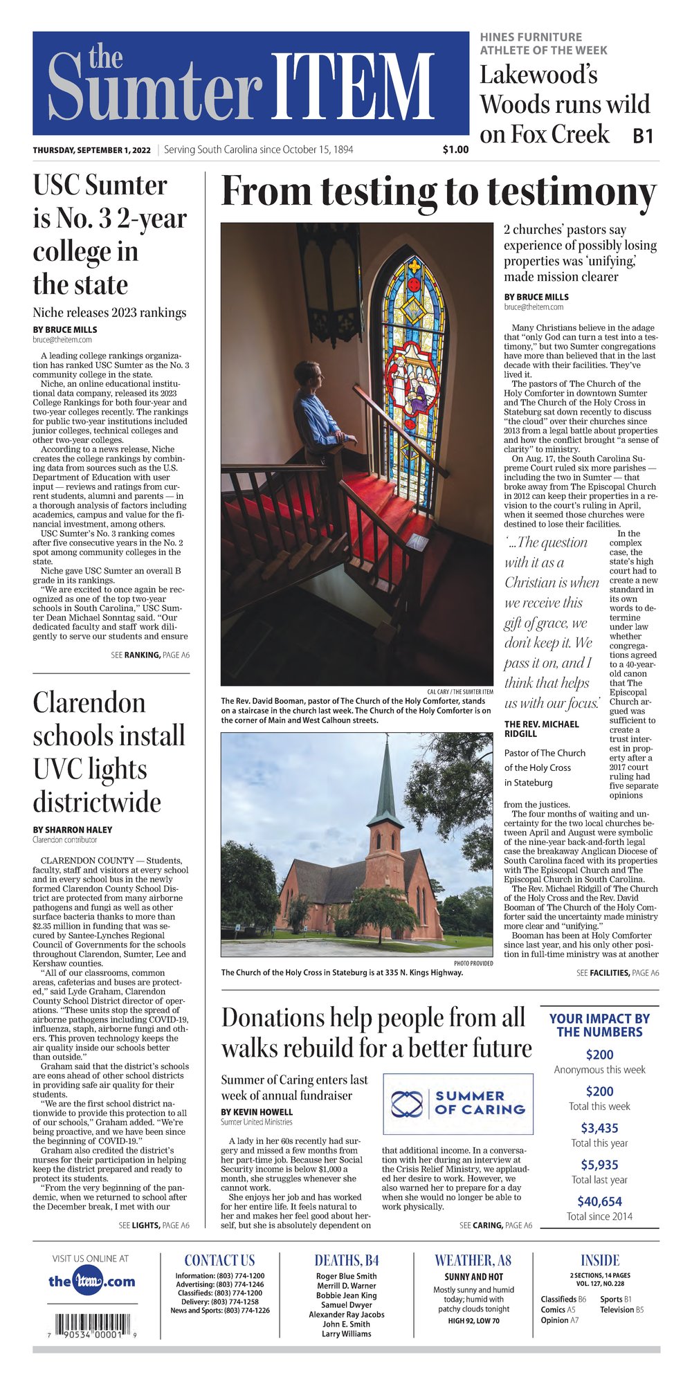 Thursday, Sept. 1, 2022 - The Sumter Item