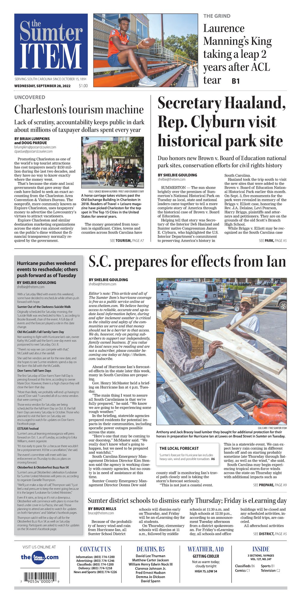Wednesday, Sept. 28, 2022 - The Sumter Item