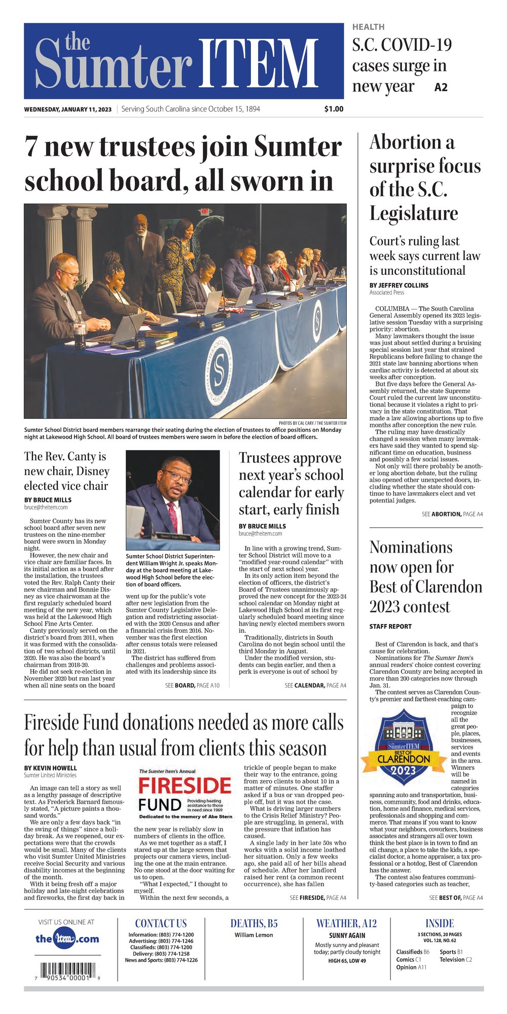 Wednesday, Jan. 11, 2023 - The Sumter Item