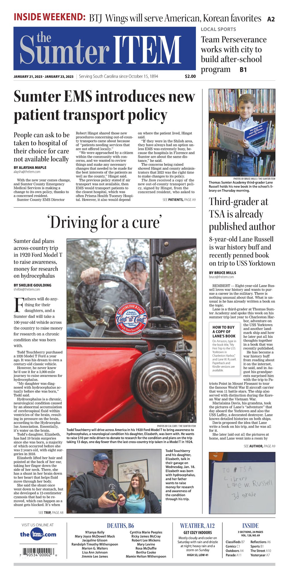 Saturday-Monday, Jan. 21-23, 2023 - The Sumter Item