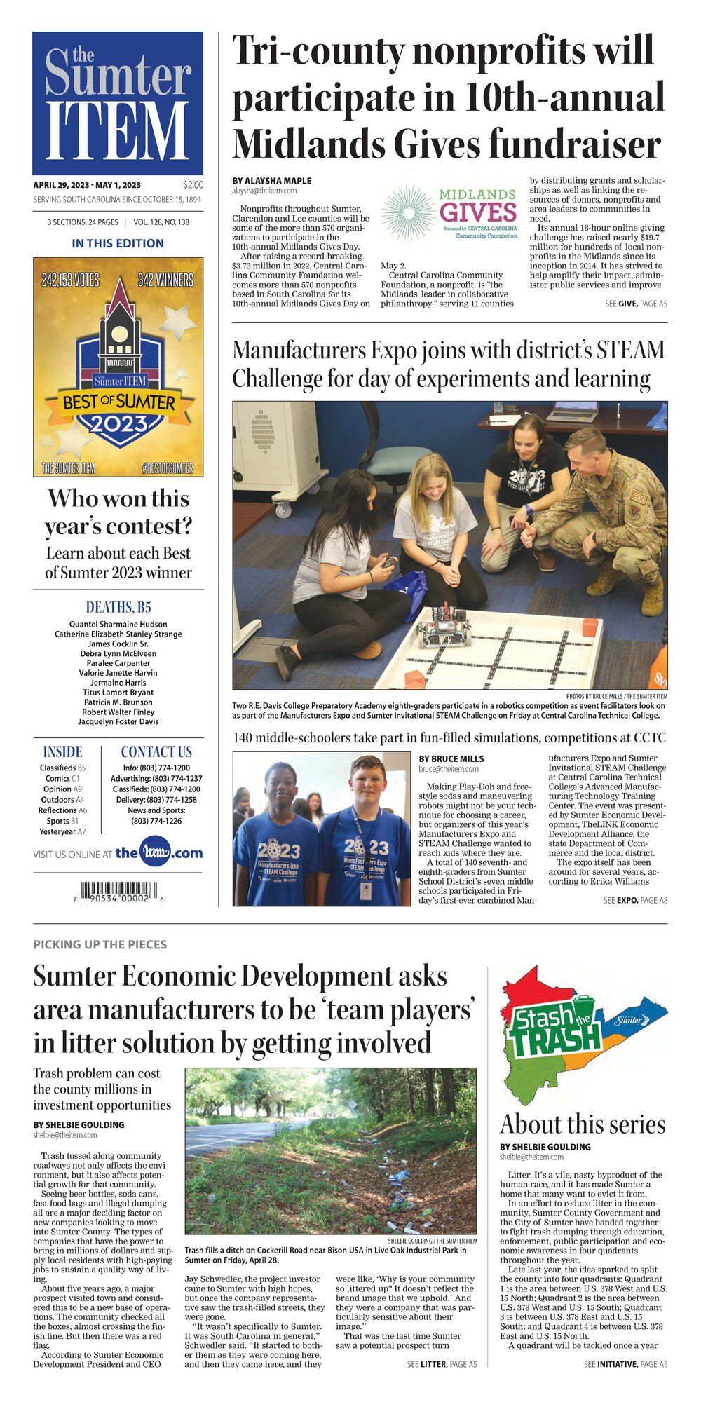 Saturday-Monday, April 29-May 1 - The Sumter Item