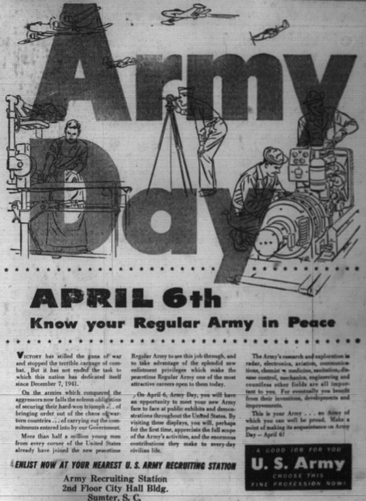 Reflections by Sammy Way: Army Day celebrated in Sumter beginning in ...