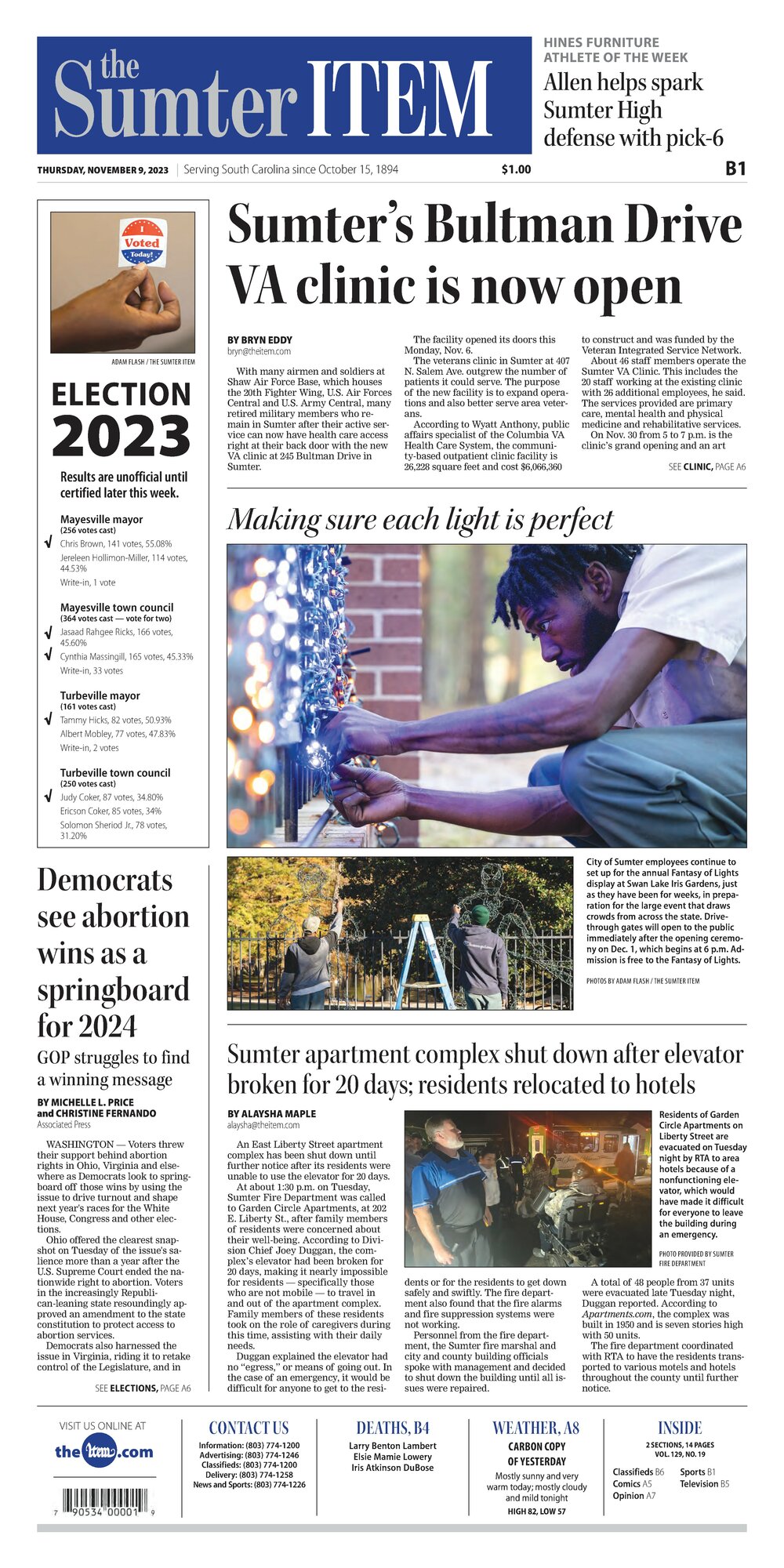 Thursday, Nov. 9, 2023 - The Sumter Item