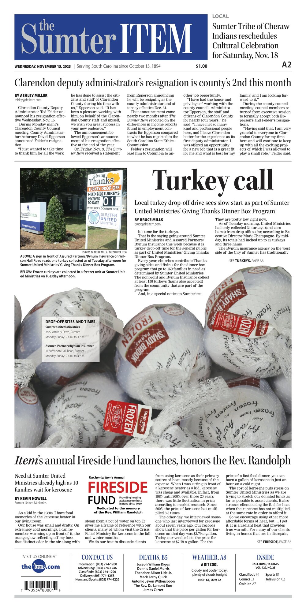 Wednesday, Nov. 15, 2023 - The Sumter Item