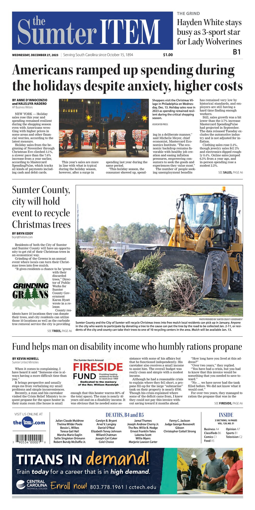 Wednesday, Dec. 27, 2023 - The Sumter Item