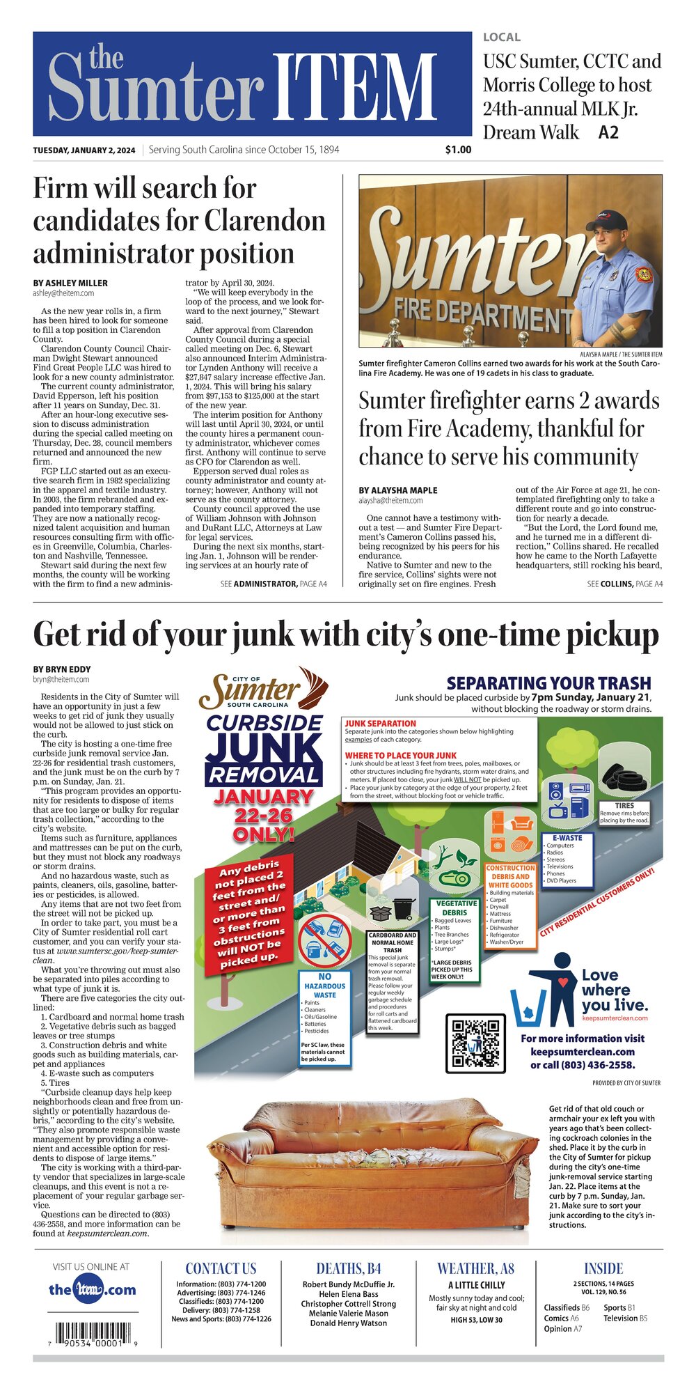 Tuesday, Jan. 2, 2024 - The Sumter Item
