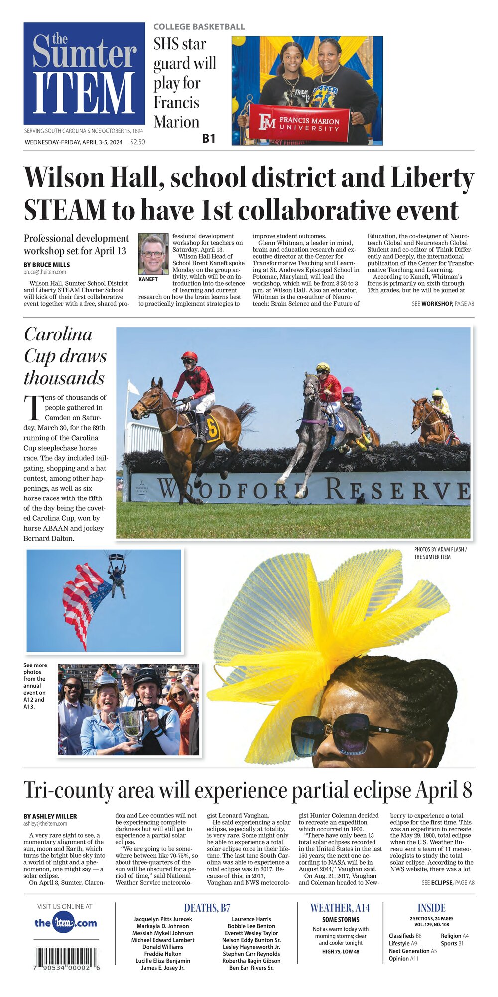 Wednesday-Friday, April 3-5, 2024 - The Sumter Item
