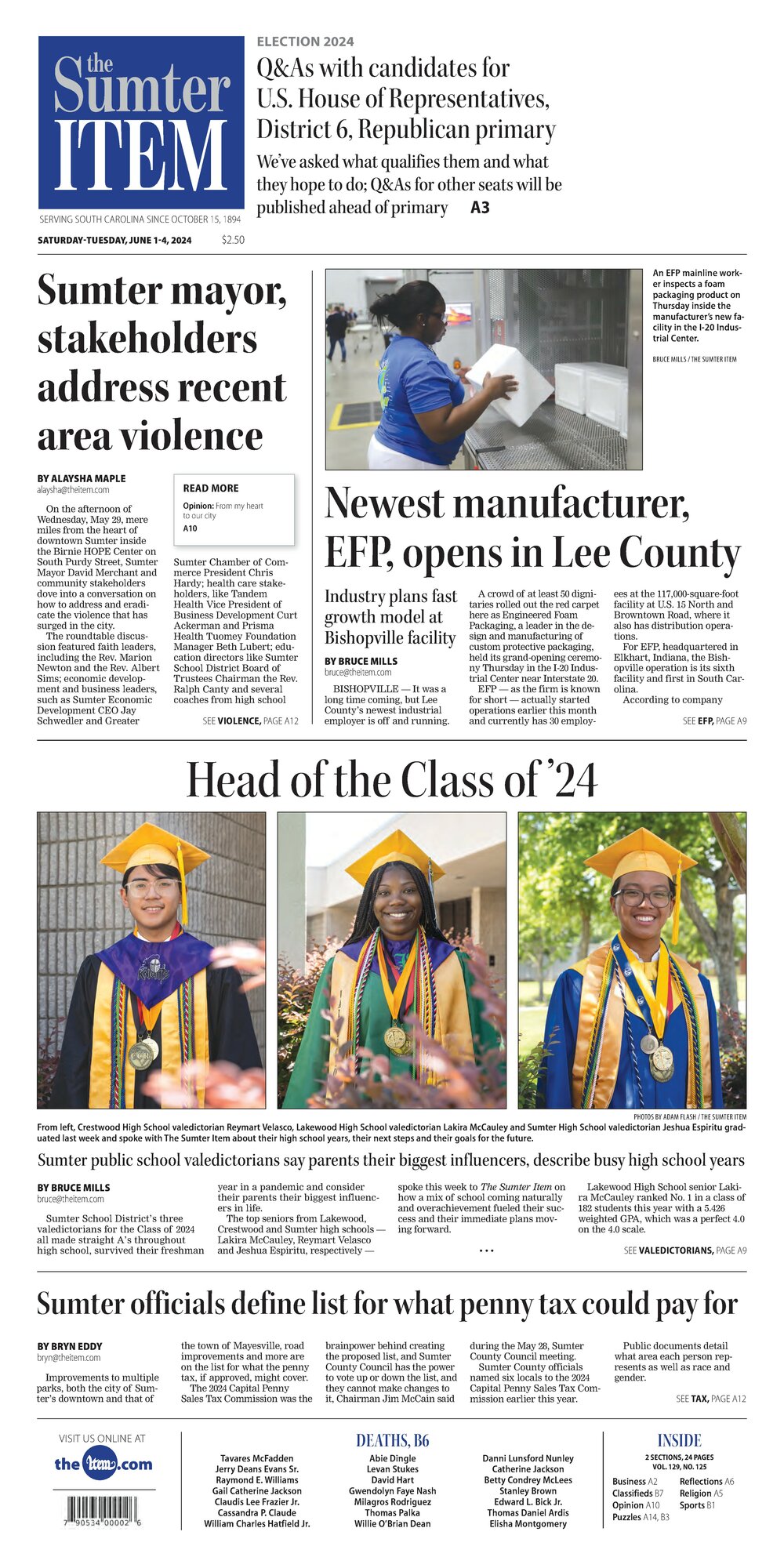 Saturday-Tuesday, June 1-4, 2024 - The Sumter Item