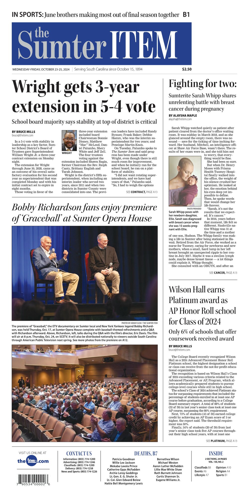 Wednesday-Friday, Oct. 23-25, 2024 - The Sumter Item
