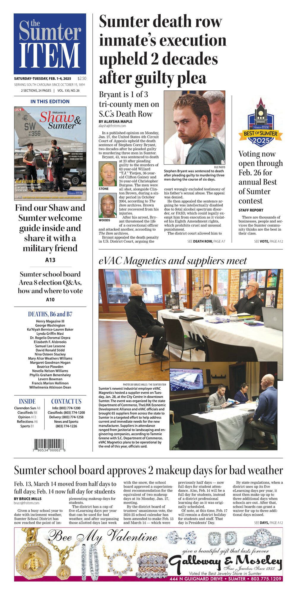 Saturday-Tuesday, Feb. 1-4, 2025 - The Sumter Item