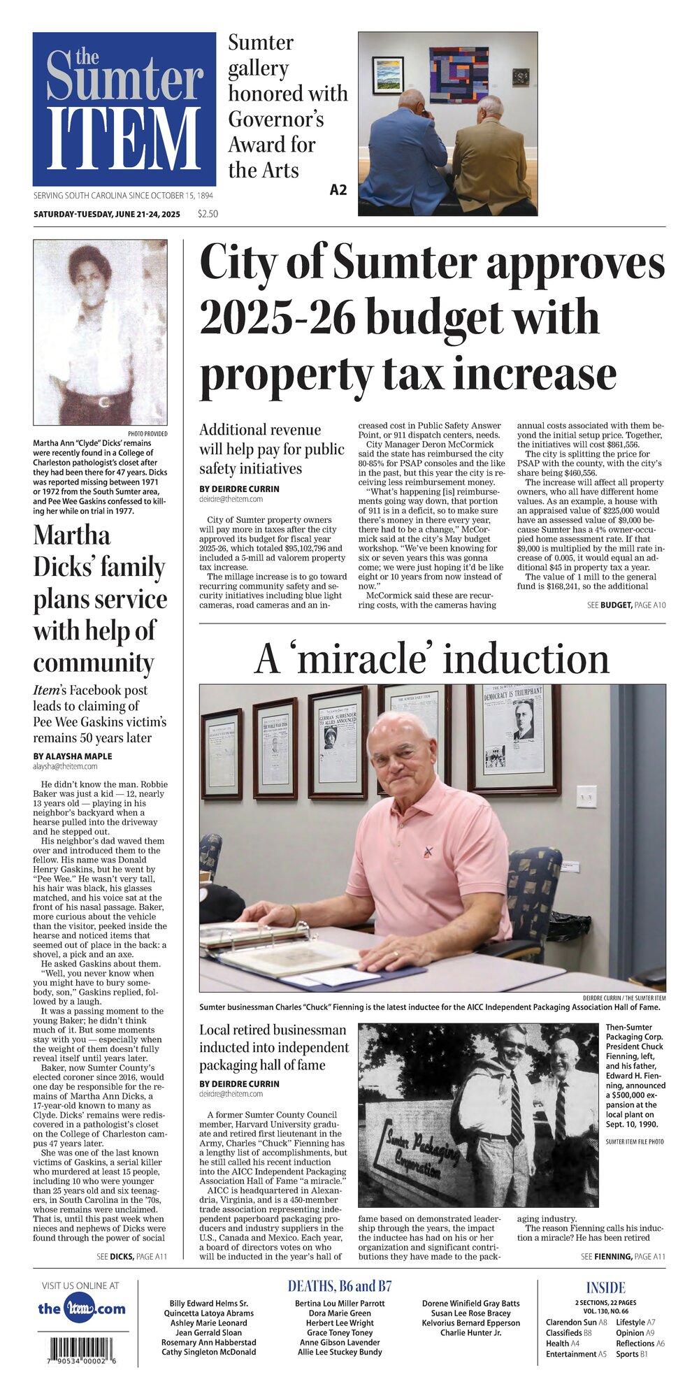 Saturday-Tuesday, June 21-24, 2025 - The Sumter Item