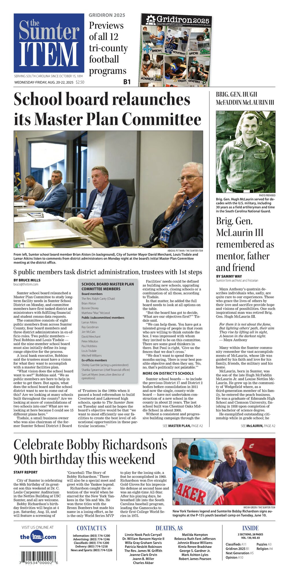 Wednesday-Friday, Aug. 20-22, 2025 - The Sumter Item