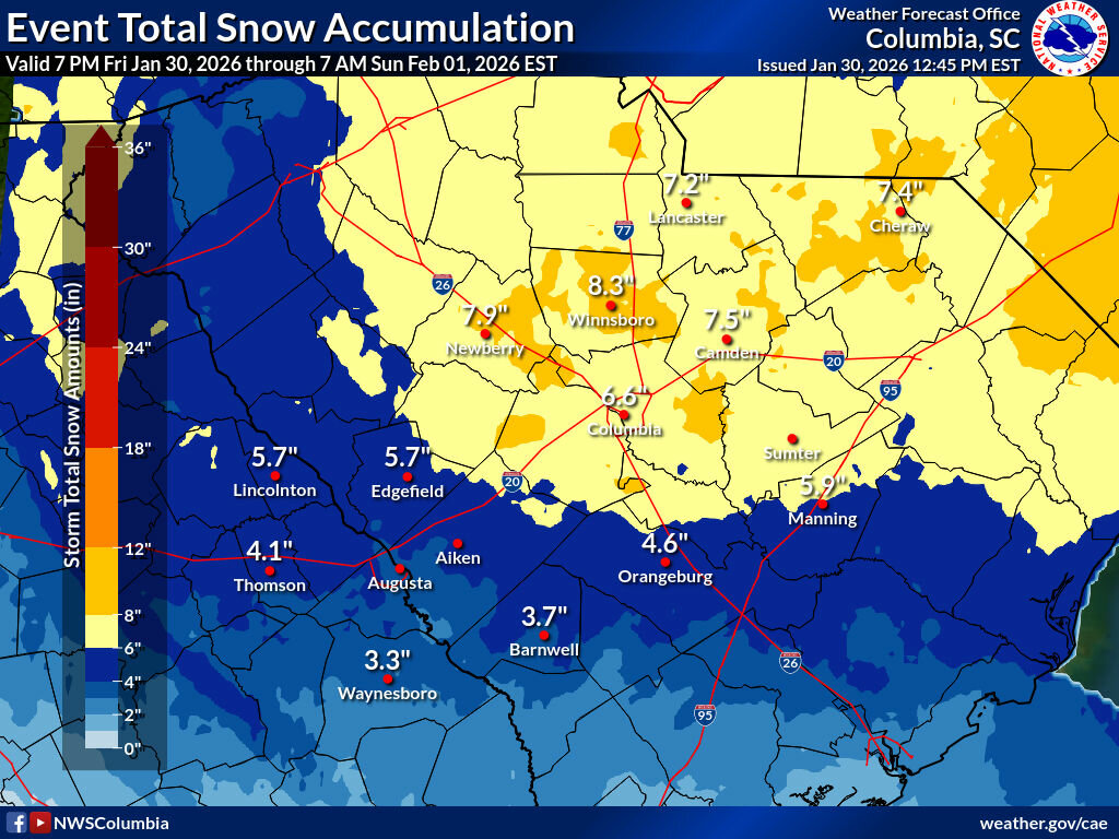 UPDATED: Sumter, Lee, Clarendon counties under Winter Storm Warning ...