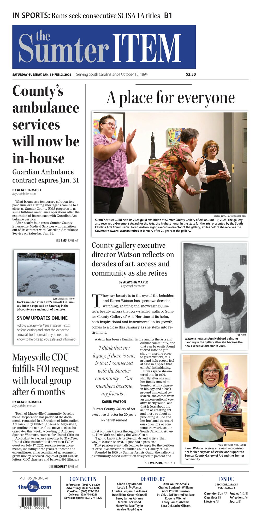 Saturday-Tuesday, Jan. 31-Feb. 3, 2026 - The Sumter Item