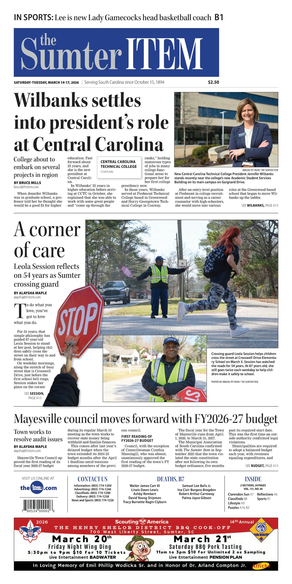 Saturday-Tuesday, March 14-17, 2026 - The Sumter Item