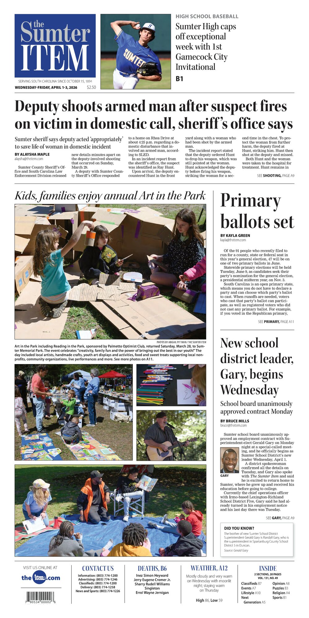 Wednesday-Friday, April 1-3, 2026 - The Sumter Item